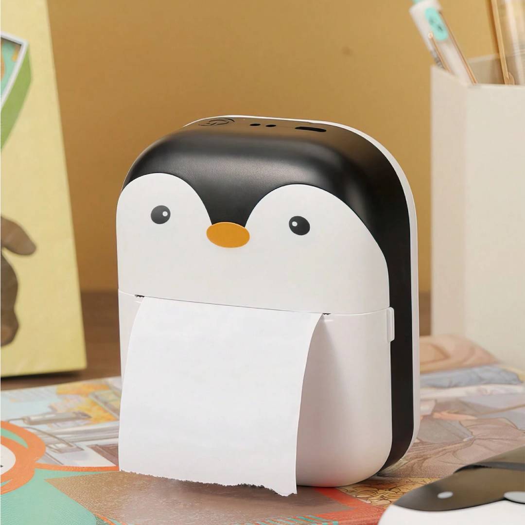 Mini C9 Cute Penguin Small Portable Rechargeable Printer With Roll Of ...