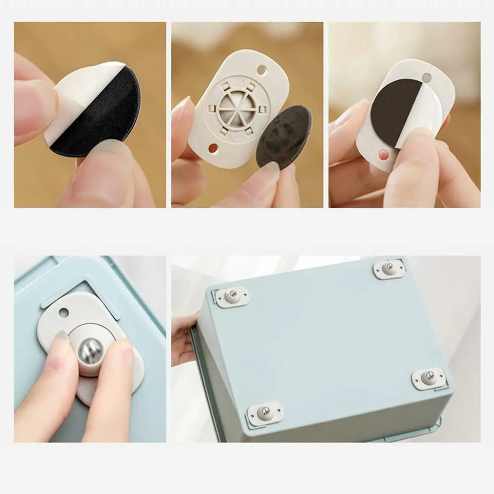 4 Pcs Set 360° Rotatable Adhesive Pulley Stainless Steel Ball Wheels F ...